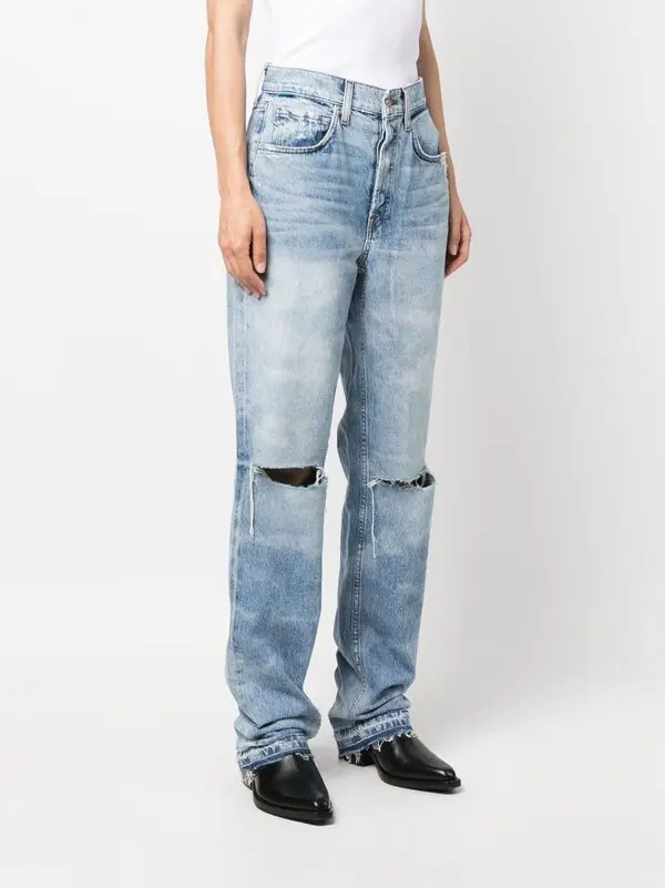 Cotton Citizen Kate Straight-leg Ripped Jeans - Blue