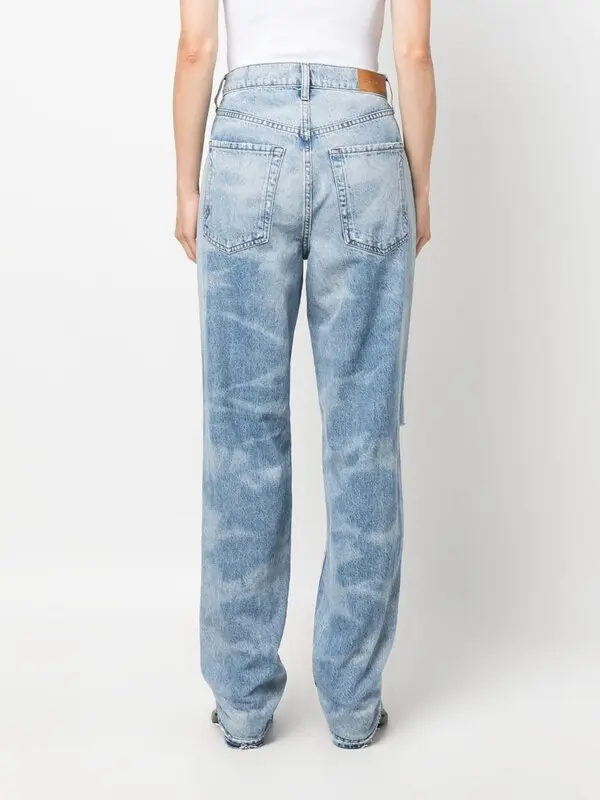 Cotton Citizen Kate Straight-leg Ripped Jeans - Blue