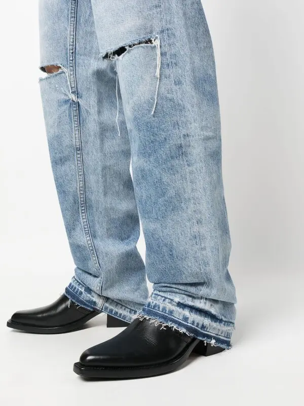 Cotton Citizen Kate Straight-leg Ripped Jeans - Blue