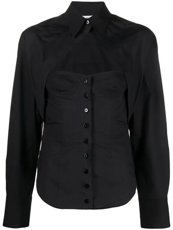 Attico Cut-out Corset Cotton Shirt