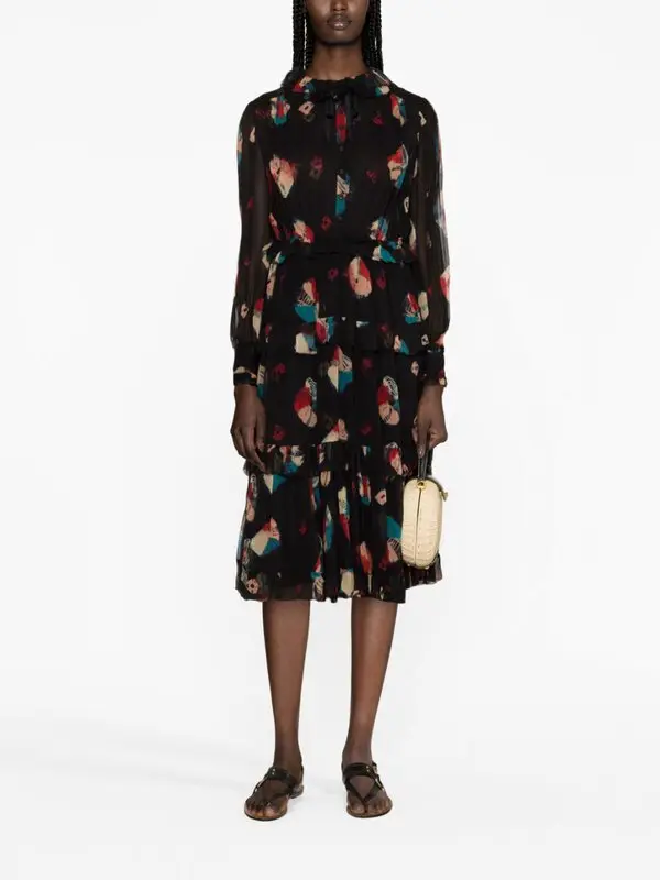 Ulla Johnson Reina Chiffon Midi Dress - Black