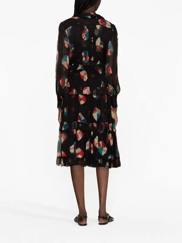 Ulla Johnson Reina Chiffon Midi Dress - Black