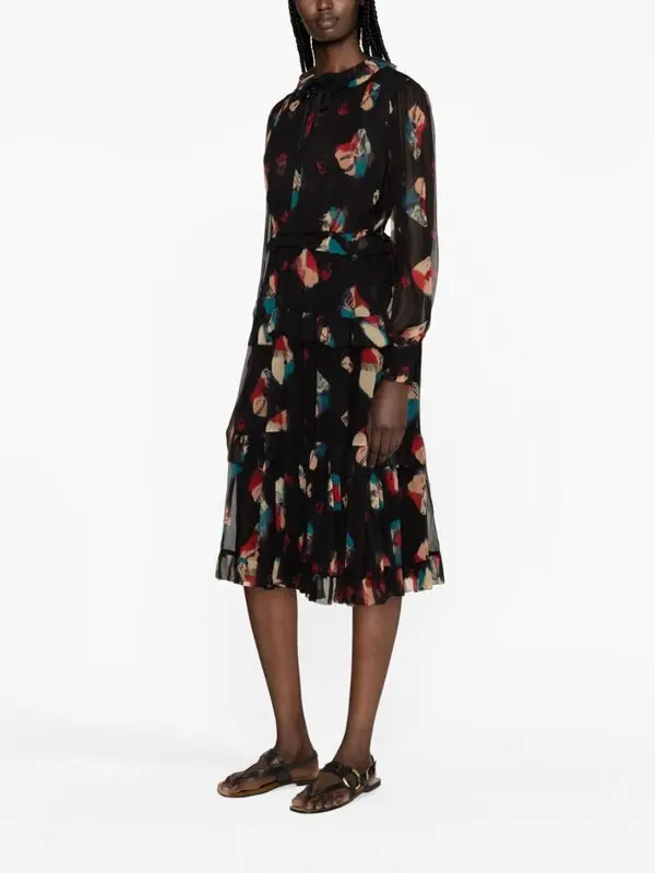 Ulla Johnson Reina Chiffon Midi Dress - Black