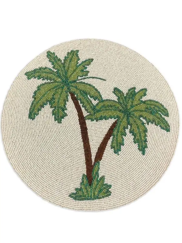 LES-OTTOMANS Palm Bead-embellishment Placemat - Neutrals