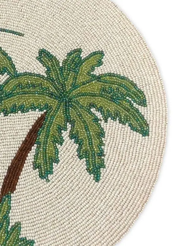 LES-OTTOMANS Palm Bead-embellishment Placemat