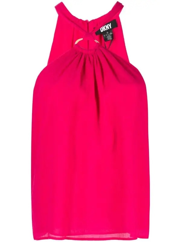 Dkny Halterneck Georgette Blouse - Pink