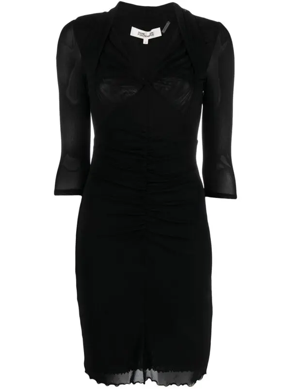 Diane Von Furstenberg Ruched V-neck Short Dress