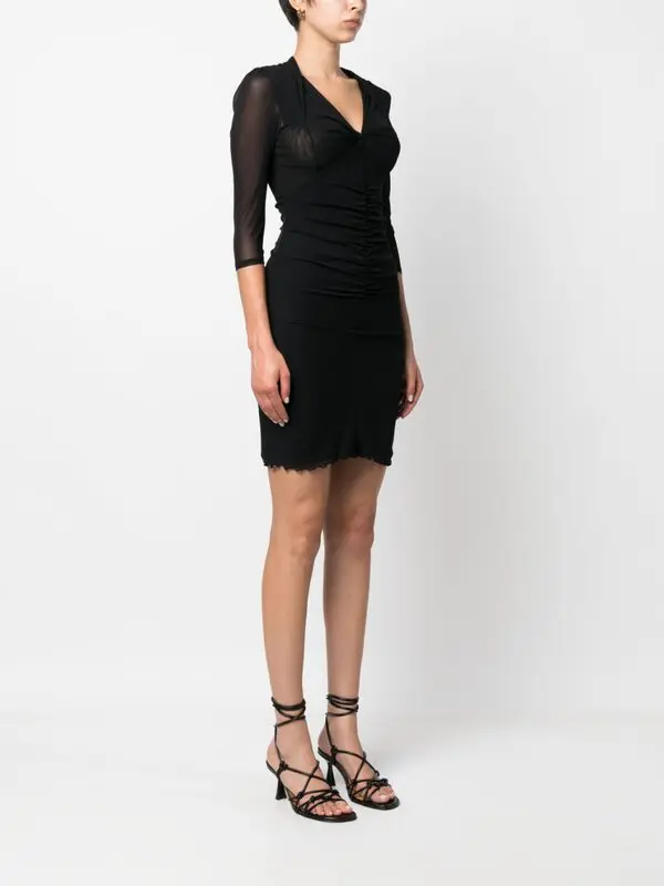 Diane Von Furstenberg Ruched V-neck Short Dress
