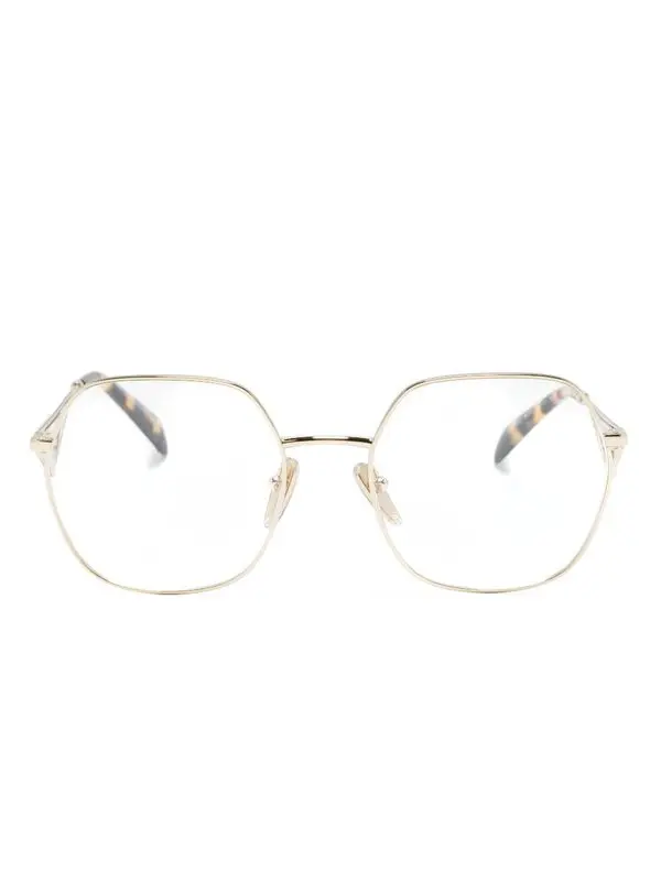 Prada Triangle Logo Glasses - Gold