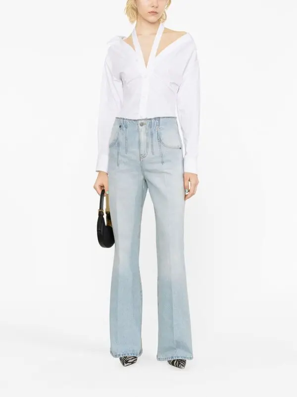Victoria Beckham Distressed Flared Jeans - Blue