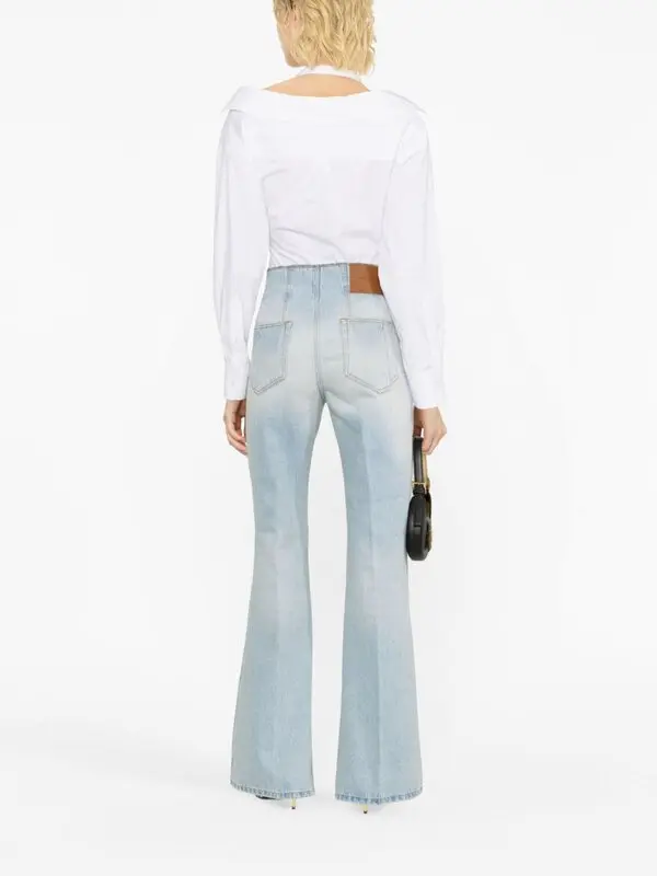 Victoria Beckham Distressed Flared Jeans - Blue