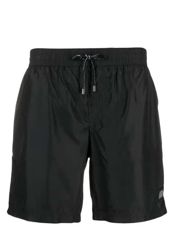 Dolce & Gabbana Logo-plaque Drawstring Swim Shorts - Black