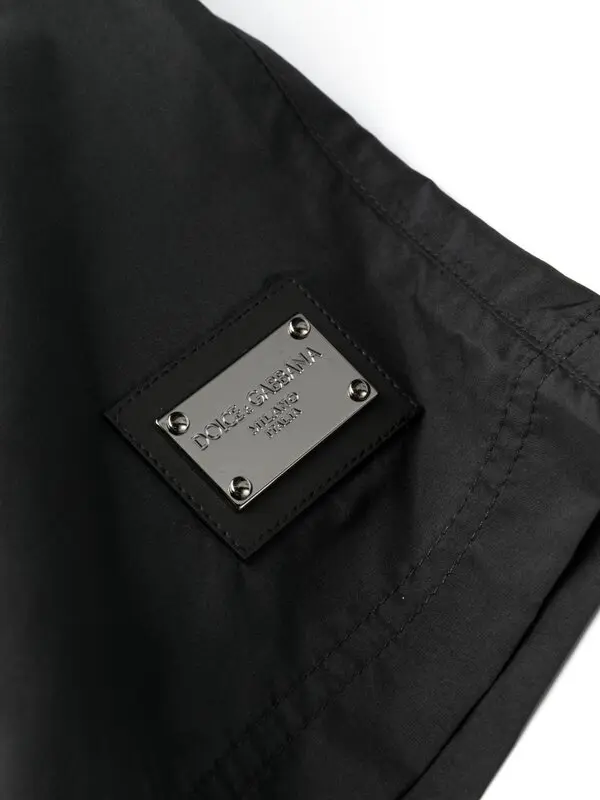 Dolce & Gabbana Logo-plaque Drawstring Swim Shorts - Black