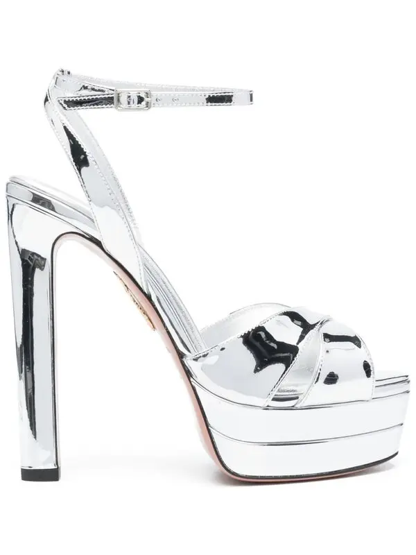 AQUAZZURA Divine Plateau 130mm Platform Sandals - Silver