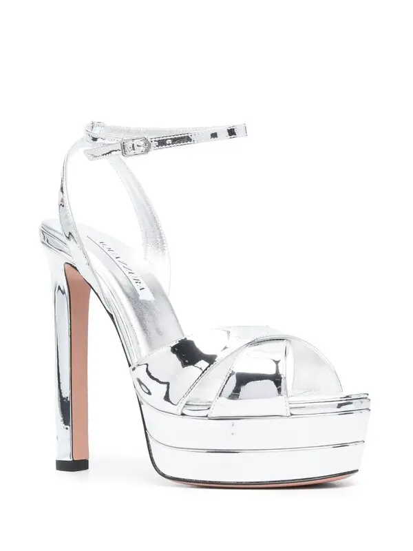 AQUAZZURA Divine Plateau 130mm Platform Sandals - Silver