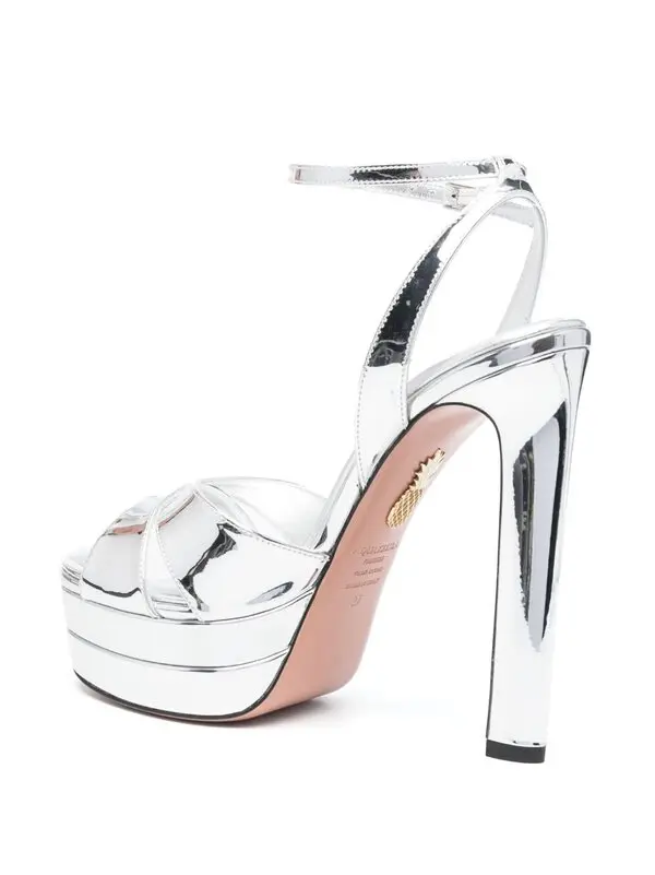 AQUAZZURA Divine Plateau 130mm Platform Sandals - Silver