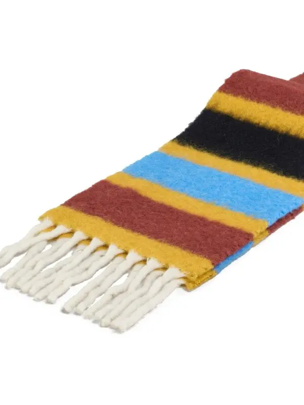 Marni Logo-appliqué Striped Scarf - Yellow