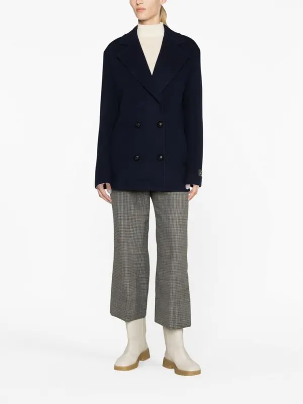 MSGM Double-breasted Jacket With Logo Patch