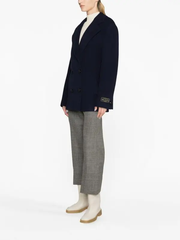 MSGM Double-breasted Jacket With Logo Patch