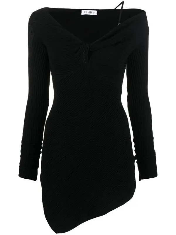 attico asymmetric mini dress The Attico - Black asymmetric mini dress 241WCA263A014