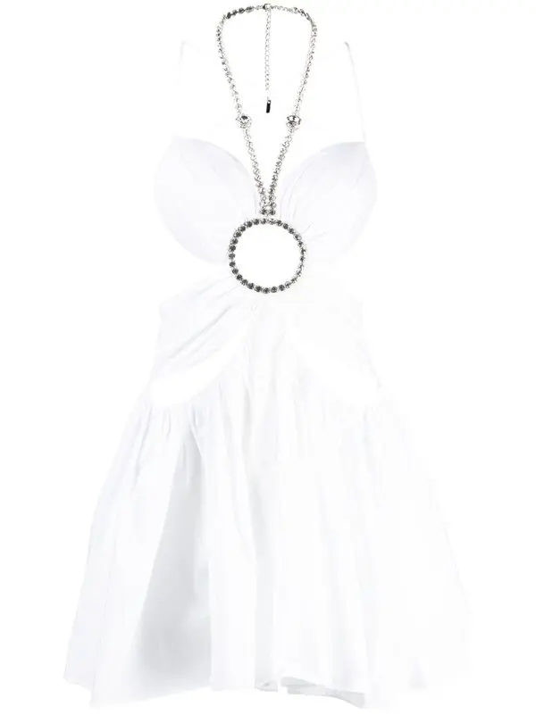 AREA Cut-out Crystal-embellished Minidress - White