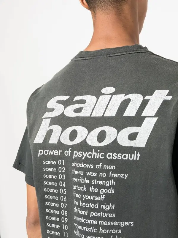 SAINT MXXXXXX Graphic-print Distressed Cotton T-shirt