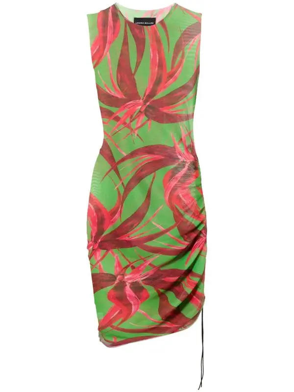 LOUISA BALLOU Botanical-print Dress - Green
