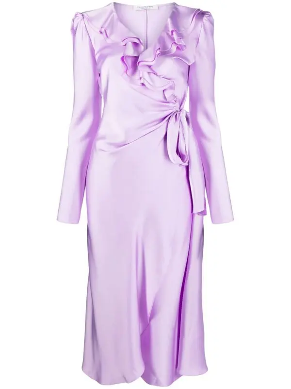 Philosophy Di Lorenzo Serafini Ruffle-detailing V-neck Dress - Purple