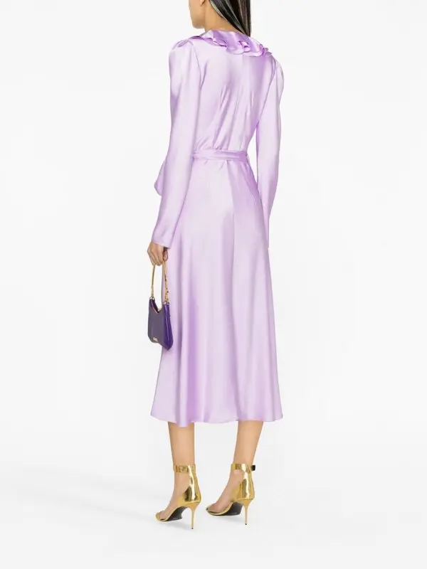 Philosophy Di Lorenzo Serafini Lilac High-shine Ruffle V-neck Midi Dress