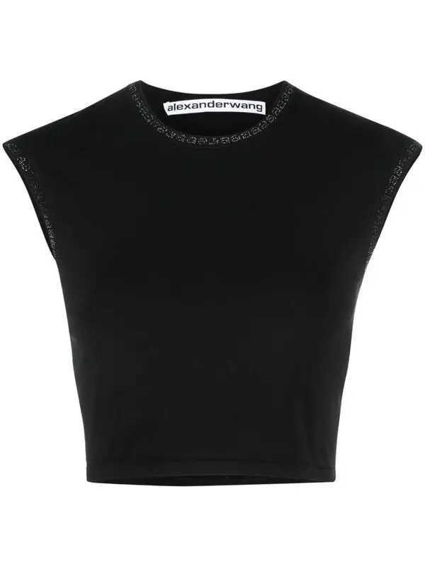 Alexander Wang Crystal-embellished Logo Crop Top