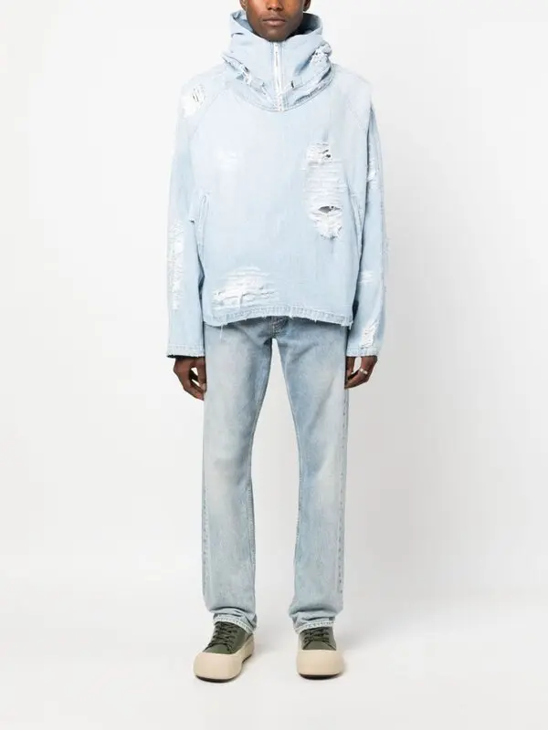 424 Distressed Cotton Hooded Jacket