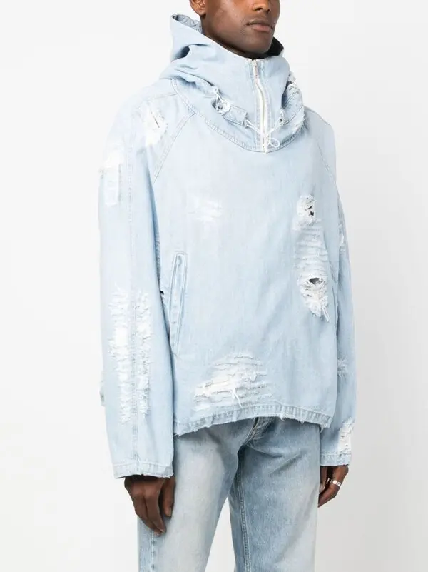 424 Distressed Cotton Hooded Jacket