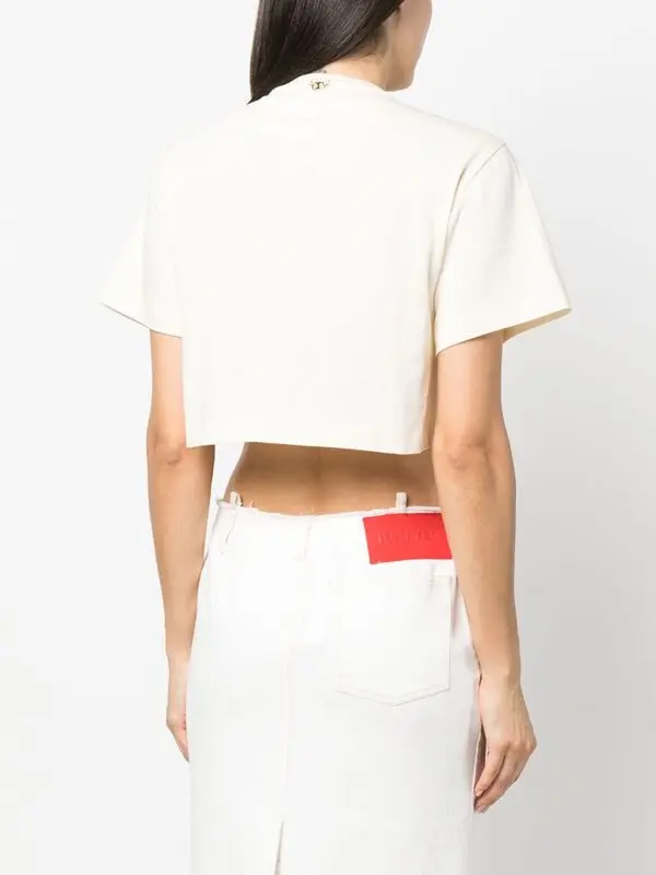 Rabanne Chainmail-panel Cropped T-shirt - Gold