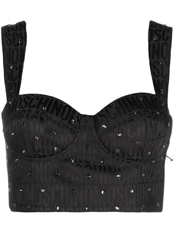 Moschino Crystal-embellished Corset Top - Black