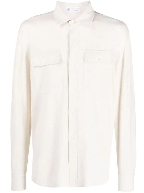Brunello Cucinelli Long-sleeve Cotton Shirt - Neutrals