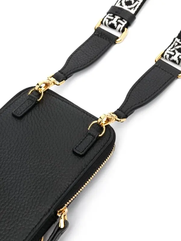 COCCINELLE Jacquard Neck-strap Leather Phone Case