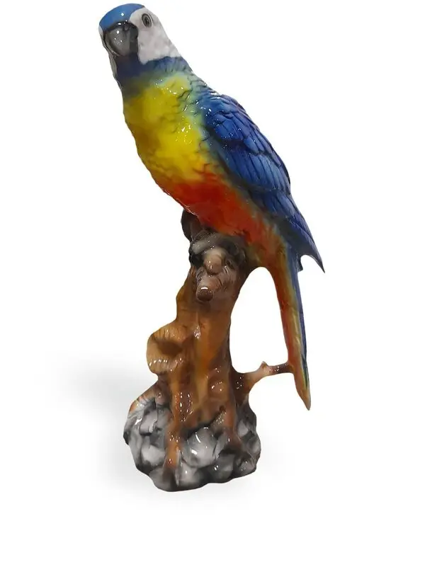 LES-OTTOMANS Large Parrot Porcelain Sculpture - Multicolour
