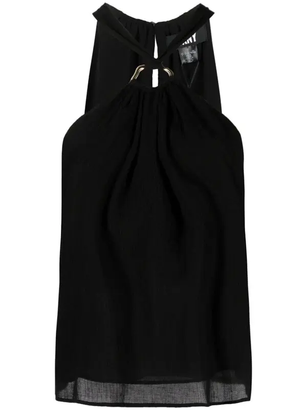 Dkny Halterneck Georgette Blouse - Black