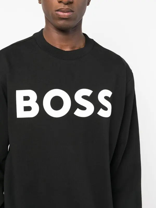 BOSS Logo Print Cotton Sweatshirt