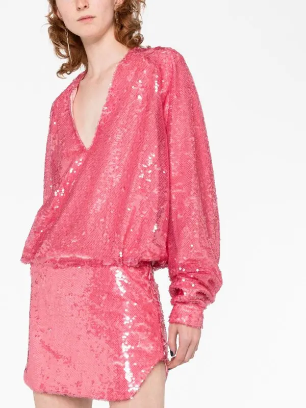 Attico Gael Sequin Embellished Minidress - Pink
