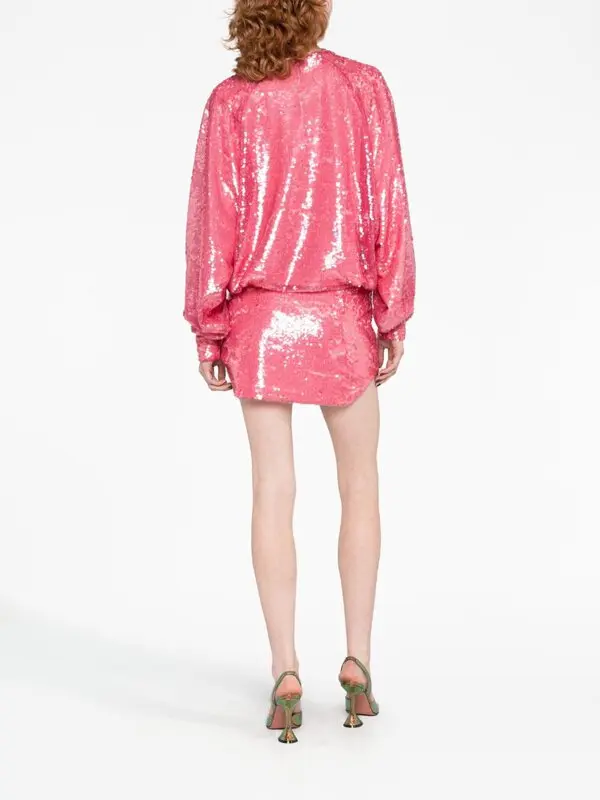 Attico Gael Sequin Embellished Minidress - Pink