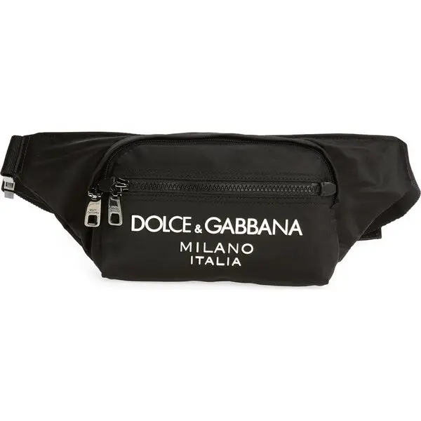 Dolce & Gabbana Rubber Logo Nylon Belt Bag - Black/black