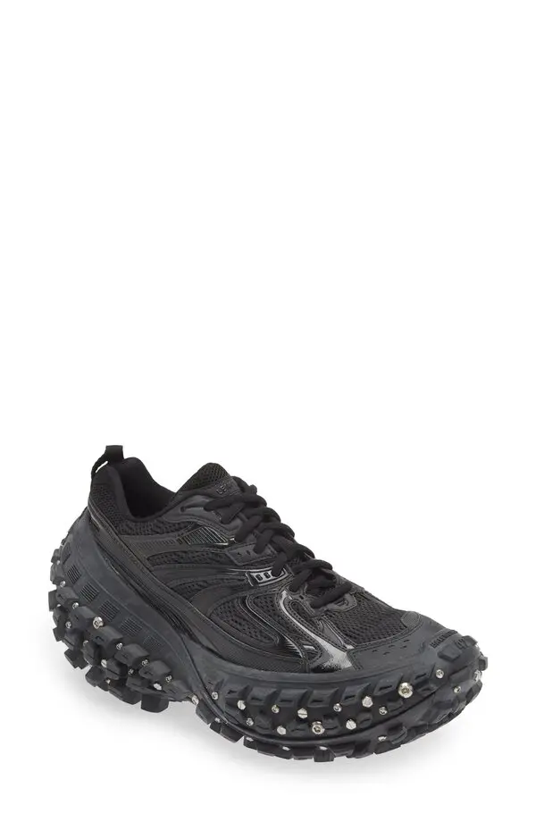 Balenciaga Defender Studded Low Top Sneaker In Black - 48