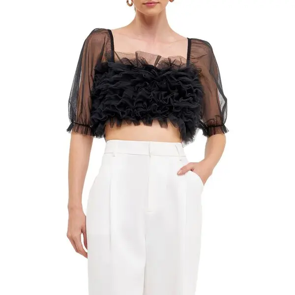 Endless Rose Ruffle Tulle Crop Top