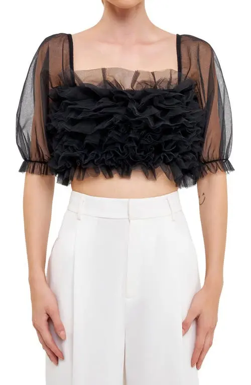 Endless Rose Ruffle Tulle Crop Top