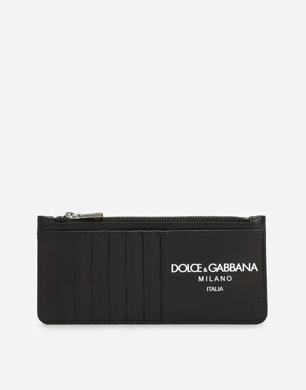 Dolce & Gabbana Vertical Calfskin Card Holder With Logo - Multicolor
