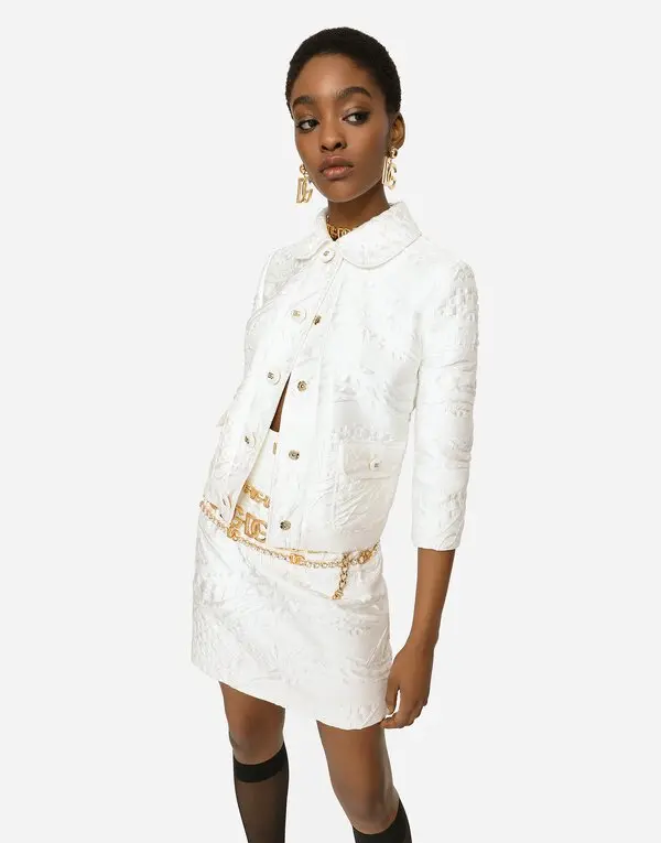 Dolce Gabbana Brocade Jacket With Dg Buttons In White Editorialist