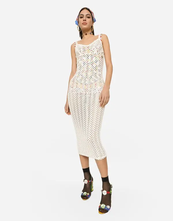 Dolce & Gabbana Crochet Slip Dress - White | Editorialist