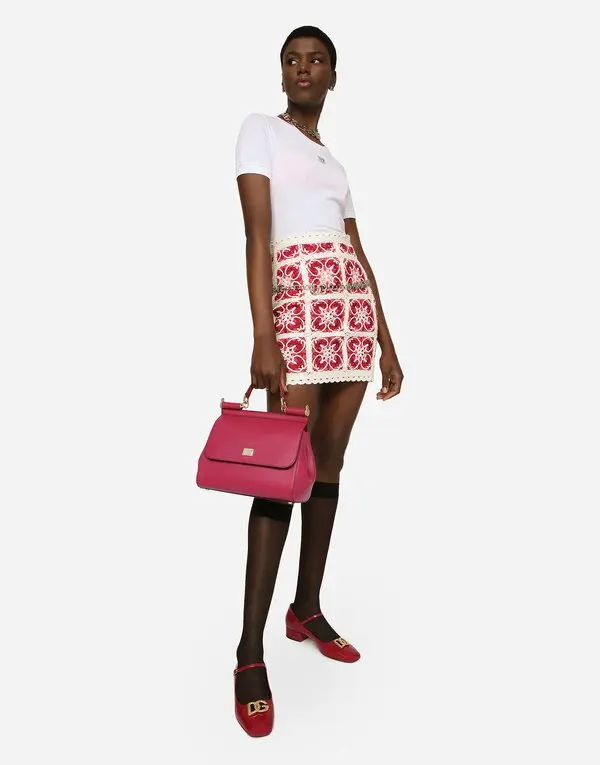 Dolce & Gabbana Large Sicily Handbag In Dauphine Calfskin - Fuchsia