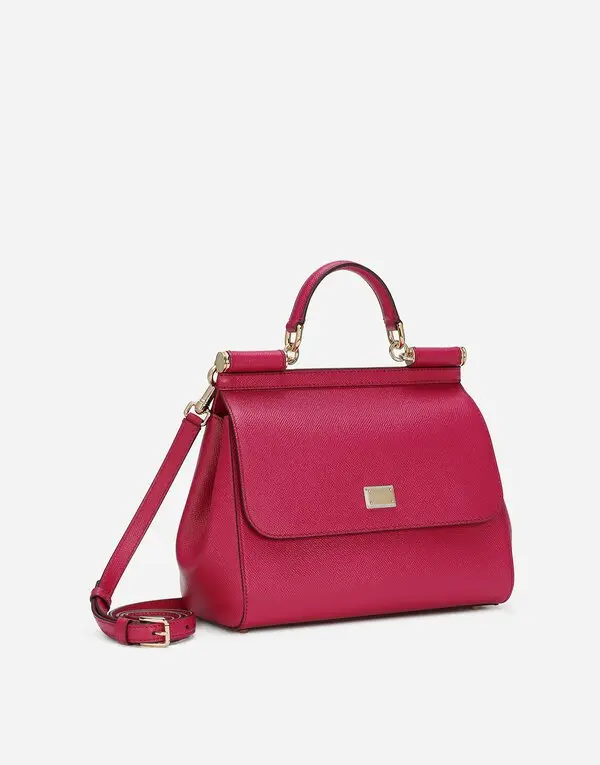 Dolce & Gabbana Large Sicily Handbag In Dauphine Calfskin - Fuchsia